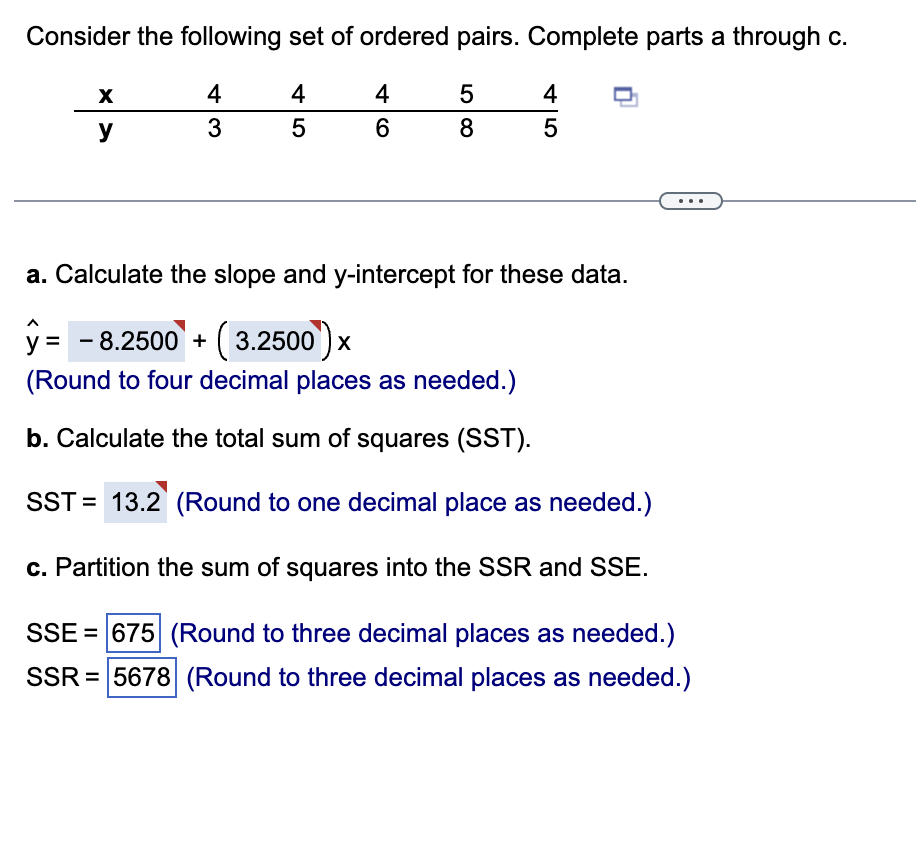 Solved Consider the following set of ordered pairs. Complete | Chegg.com