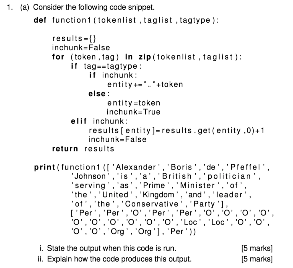 Solved 1. (a) Consider the following code snippet. def | Chegg.com