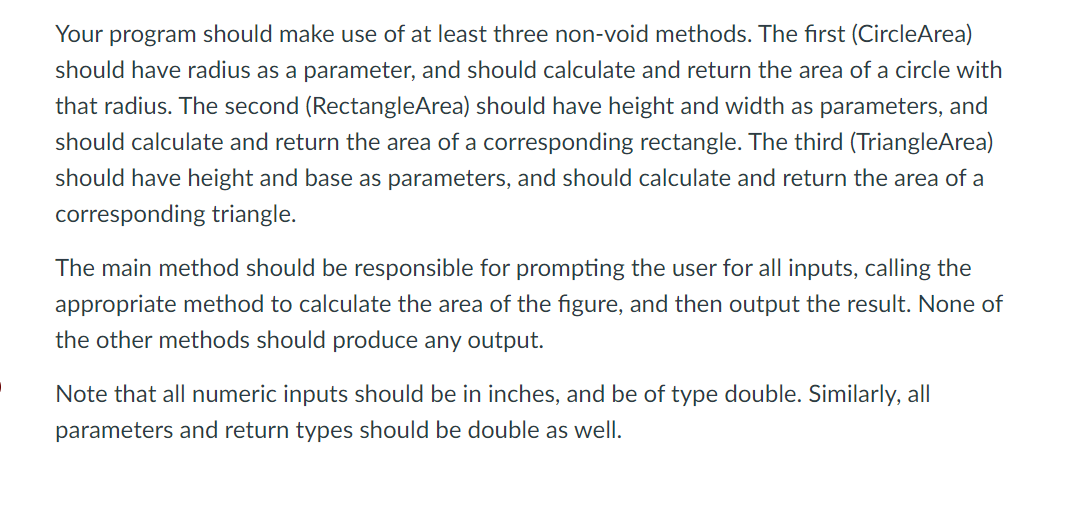 Solved Task 2: Create a program called Area.java that will | Chegg.com