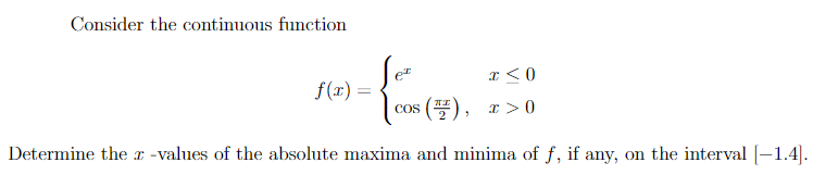 Solved Consider the continuous function | Chegg.com