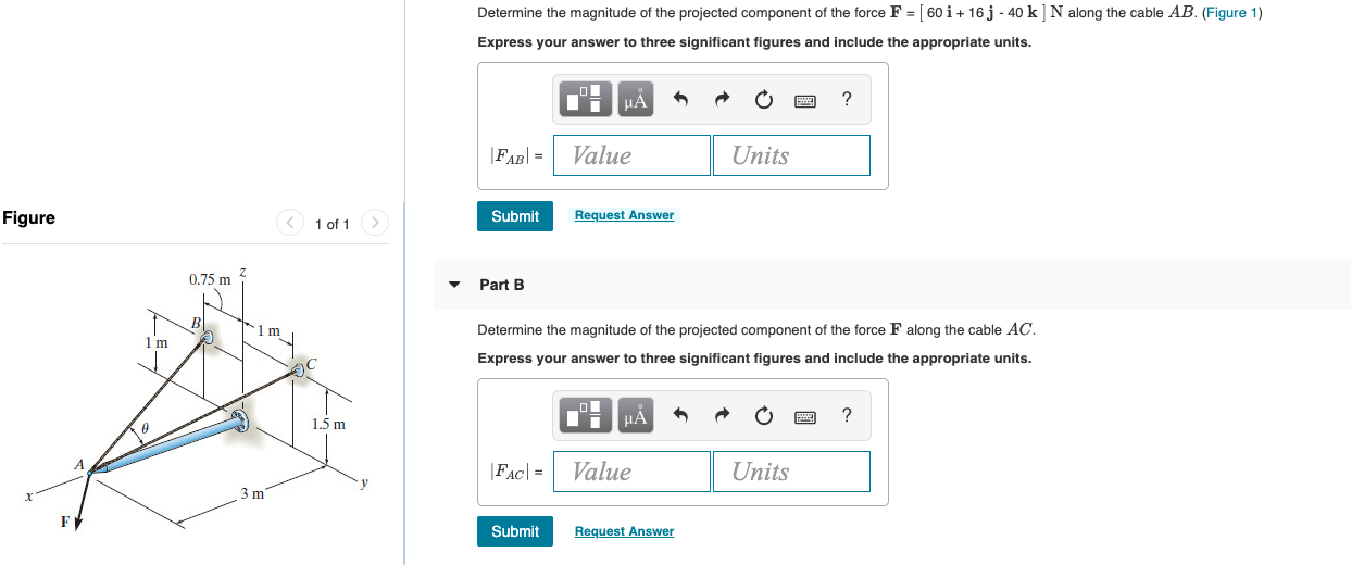 Solved Determine the magnitude of the projected component of | Chegg.com