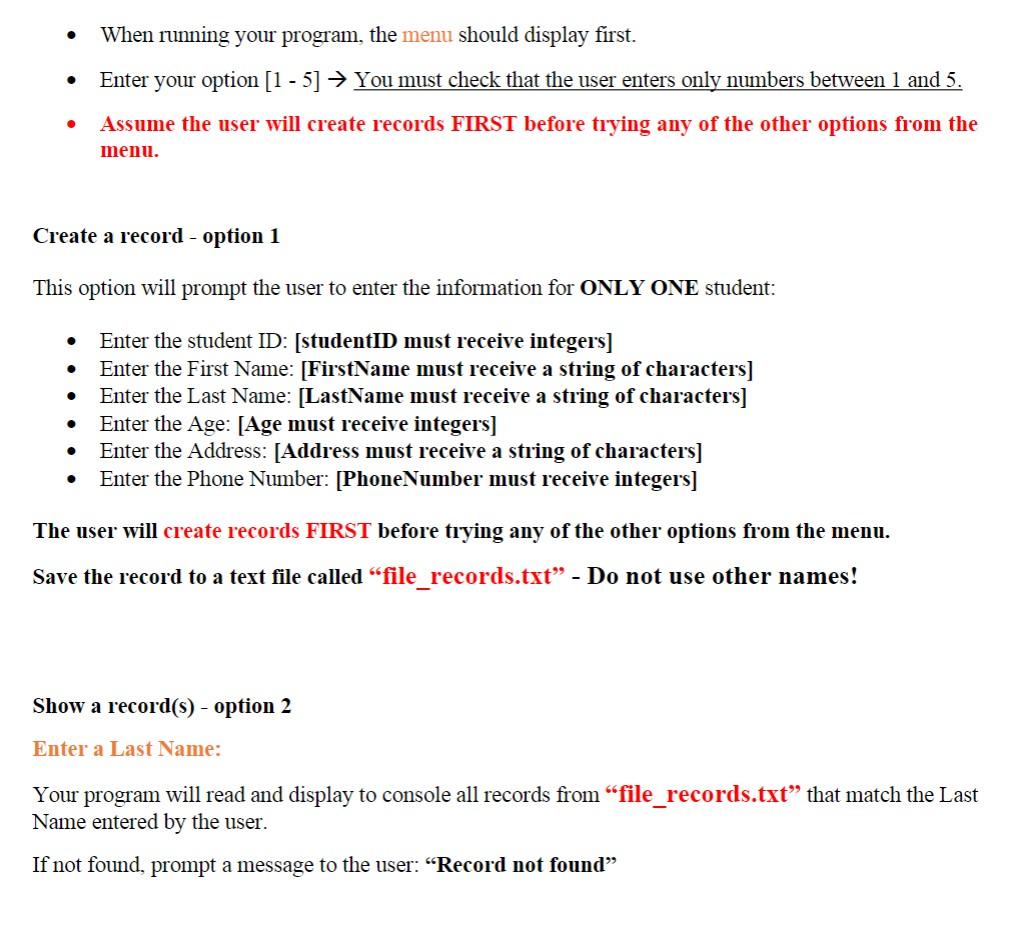 Solved Create a program in Python that allows you to manage | Chegg.com
