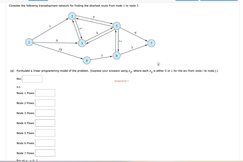 Solved Consider the following transshipment network for | Chegg.com
