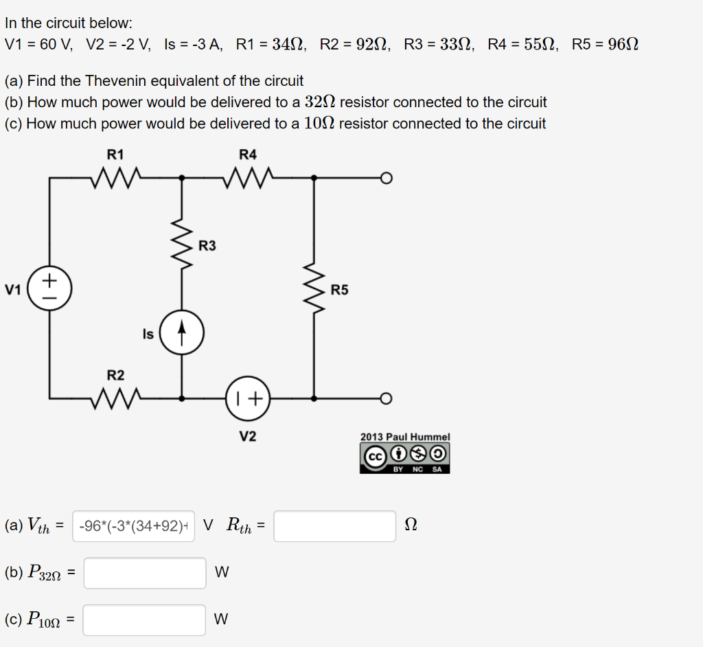 Solved In the circuit below: V1 = 60 V, V2 = -2 V, Is = -3 | Chegg.com