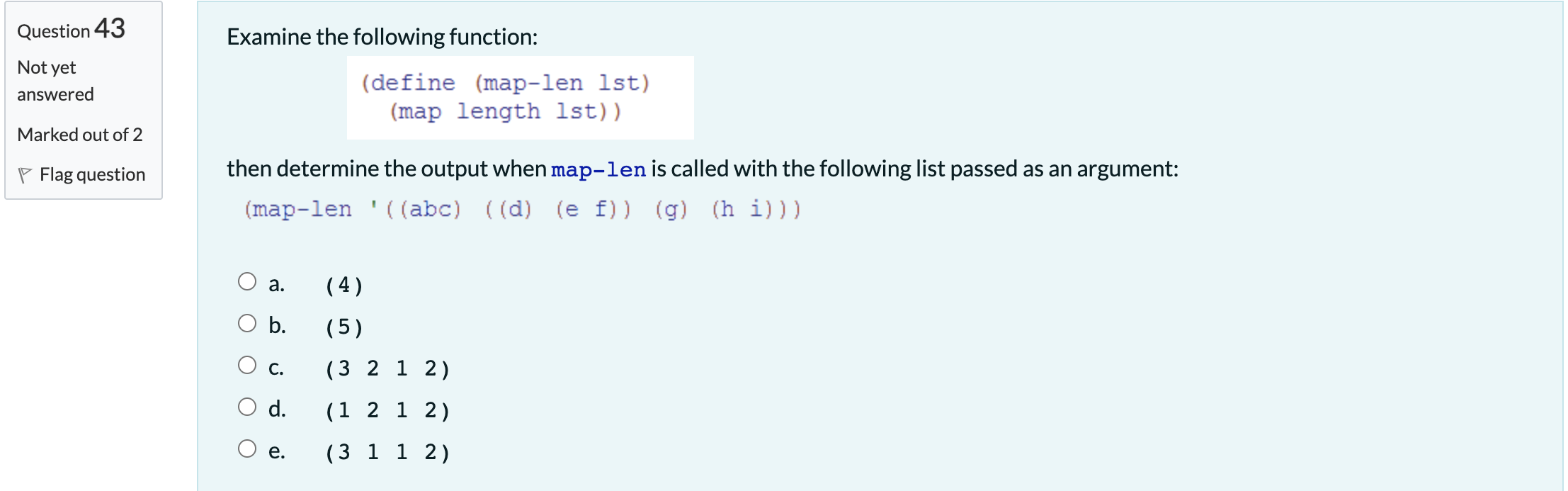 Solved Question 43 Examine the following function: Not yet | Chegg.com
