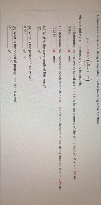 Solved A transverse wave on a string is described by the | Chegg.com