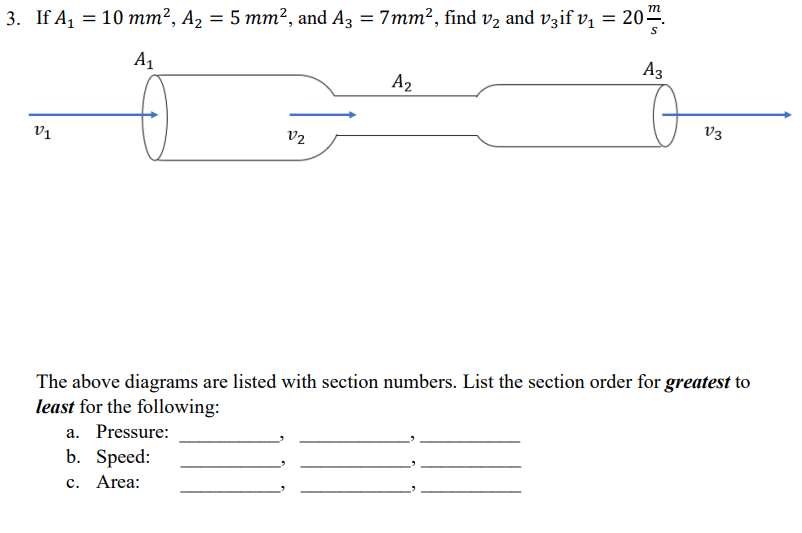 Solved 3. If A1=10 mm2,A2=5 mm2, and A3=7 mm2, find v2 and | Chegg.com