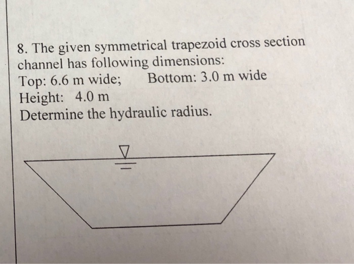 Solved 8. The given symmetrical trapezoid cross section | Chegg.com