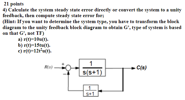 Solved 21 points 4) Calculate the system steady state error | Chegg.com