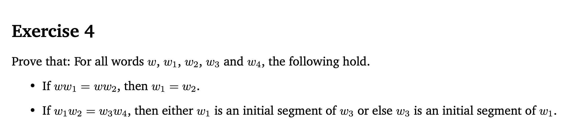Solved Prove that: For all words w, w1, w2, w3 and w4, the | Chegg.com