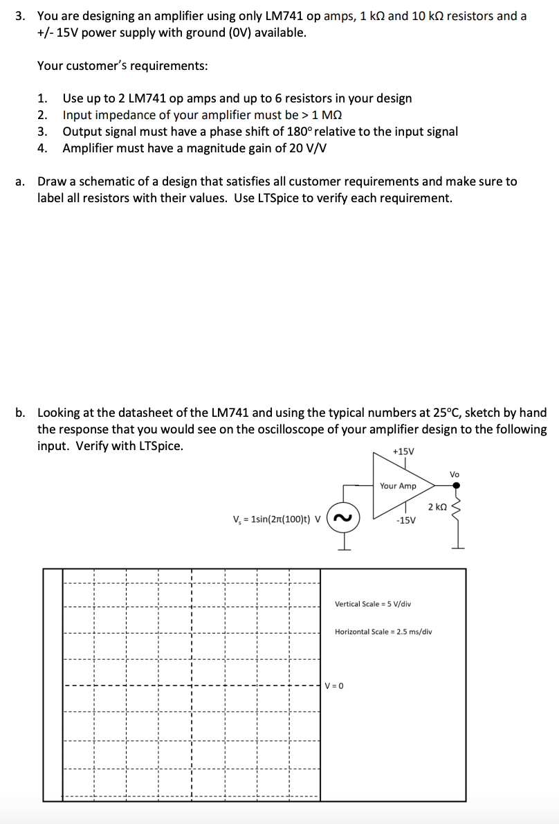 3. You are designing an amplifier using only LM741 op | Chegg.com