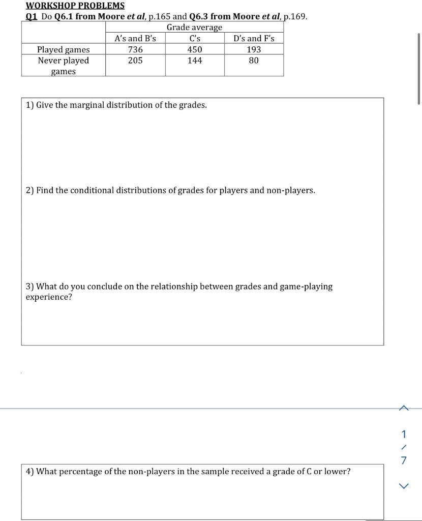 Solved WORKSHOP PROBLEMS Q1 Do Q6.1 from Moore et al, p.165 | Chegg.com