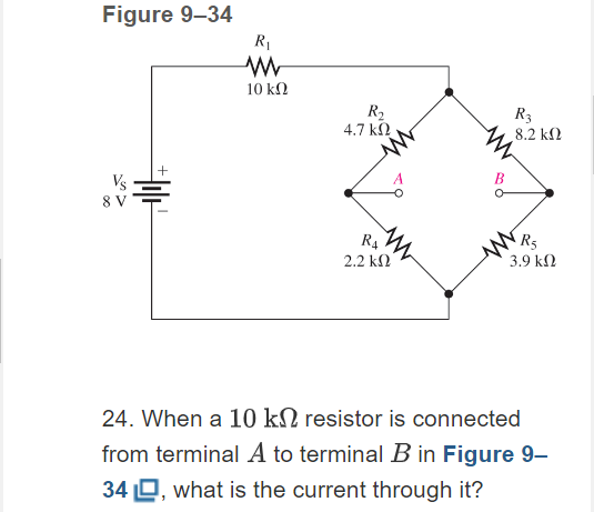 Solved Fiqure 9-34 24. When a 10kΩ resistor is connected | Chegg.com