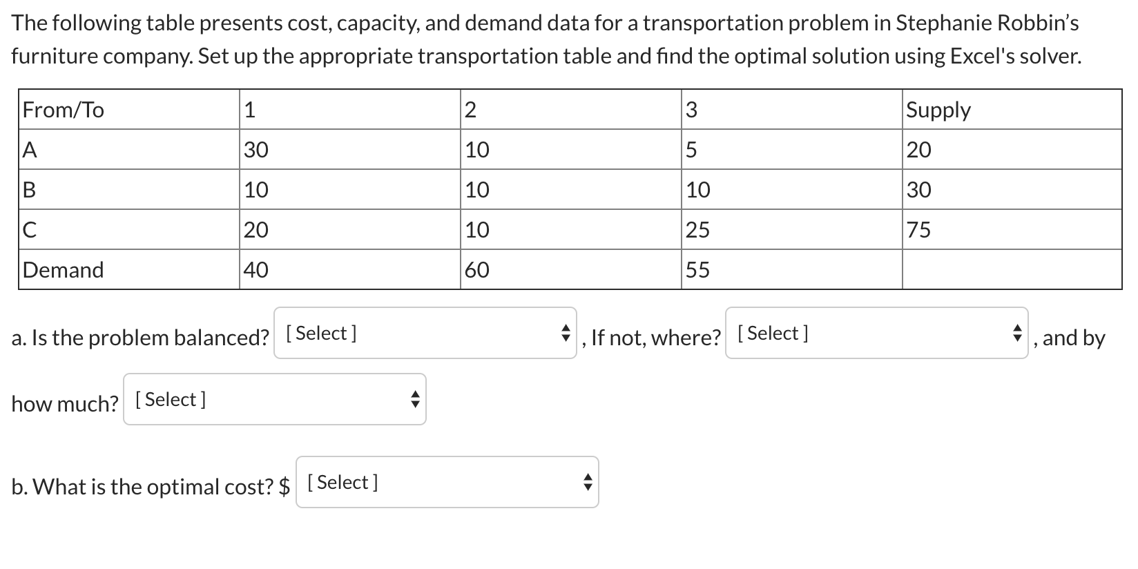 Solved The following table presents cost, capacity, and | Chegg.com