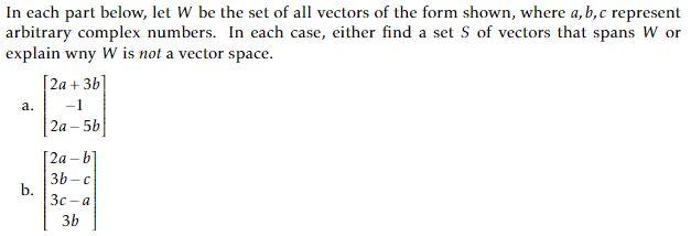 Solved In each part below, let W be the set of all vectors | Chegg.com