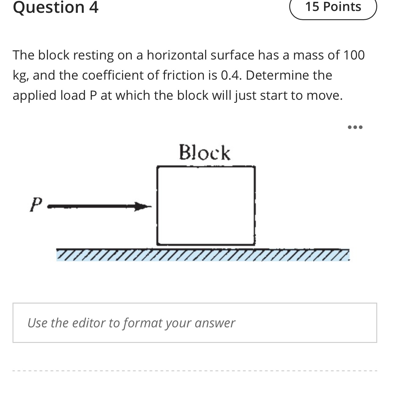 Solved Question 4 15 ﻿Points The block resting on a | Chegg.com