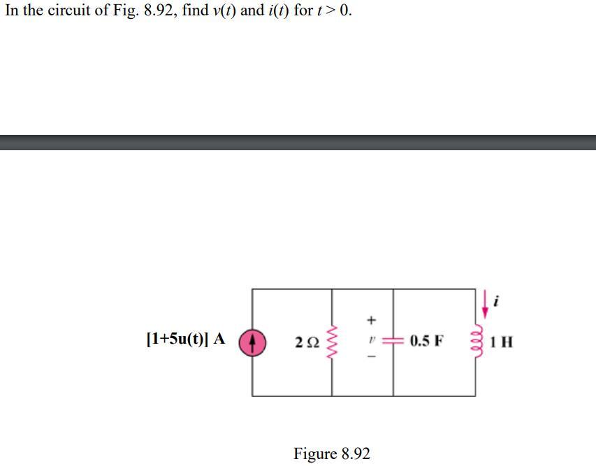 Solved In the circuit of Fig. 8.92, find v(t) and i(t) for | Chegg.com