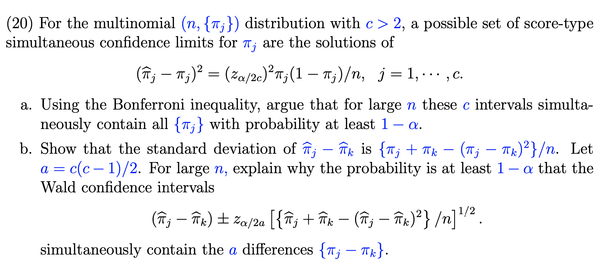 (20) For the multinomial (n, {T;}) distribution with | Chegg.com