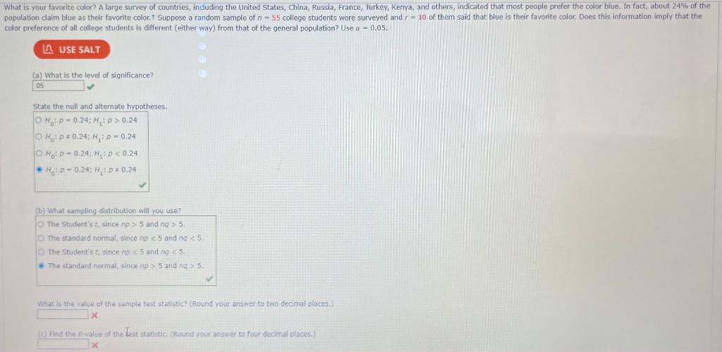 Solved What is your favorite color? A large survey of | Chegg.com
