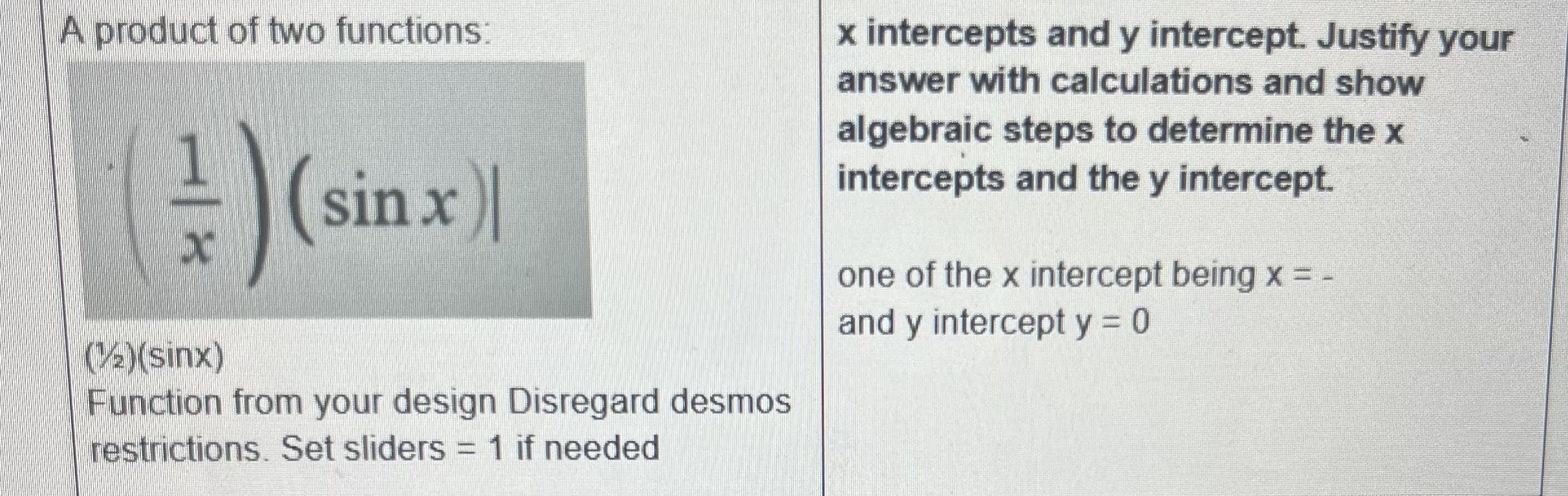 Solved find x and y intercepts justify with calculations and | Chegg.com
