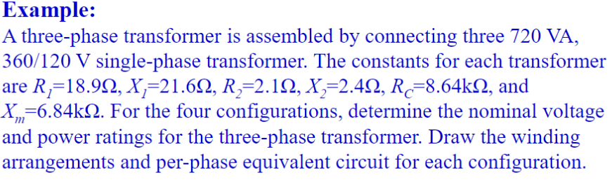 Example: A three-phase transformer is assembled by | Chegg.com