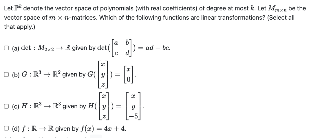Solved Let Pk denote the vector space of polynomials (with | Chegg.com