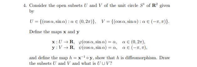 Solved 4. Consider the open subsets U and V of the unit | Chegg.com
