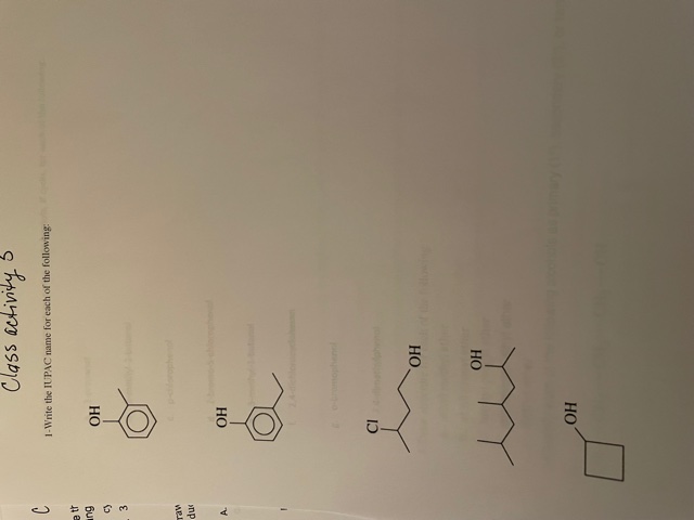 Solved Class activity 5 C 1-Write the IUPAC name for each of | Chegg.com