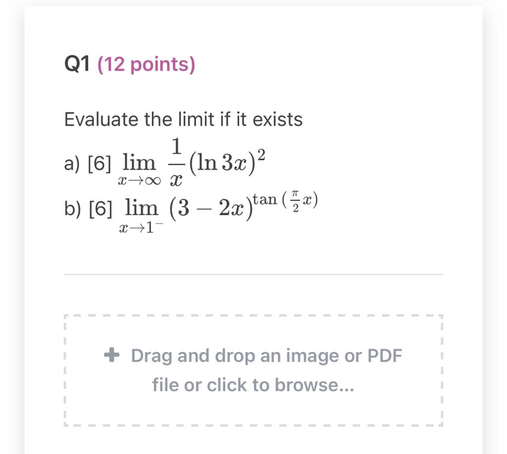 Solved Evaluate the limit if it exists a) [6] | Chegg.com