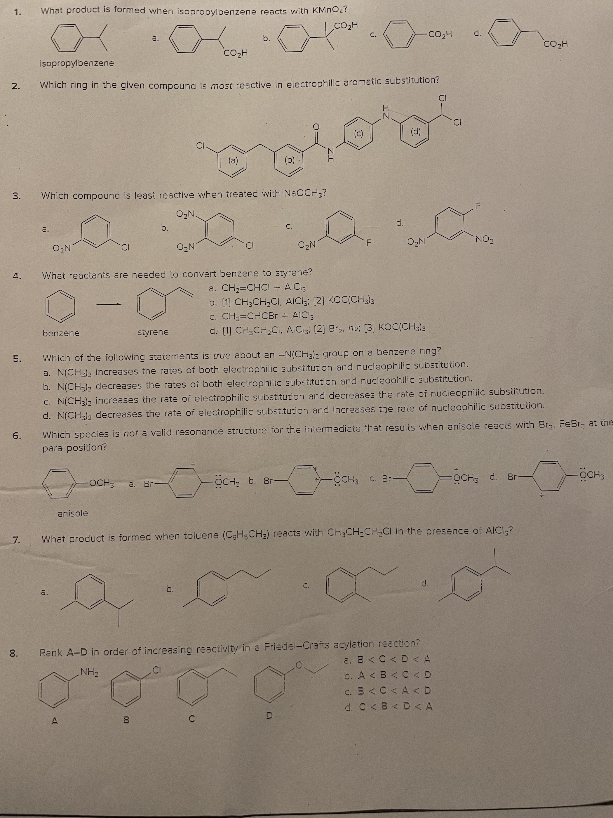Solved 2. Which ring in the given compound is most reactive | Chegg.com