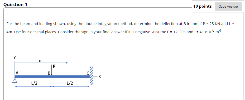 Solved For the beam and loading shown, using the double | Chegg.com