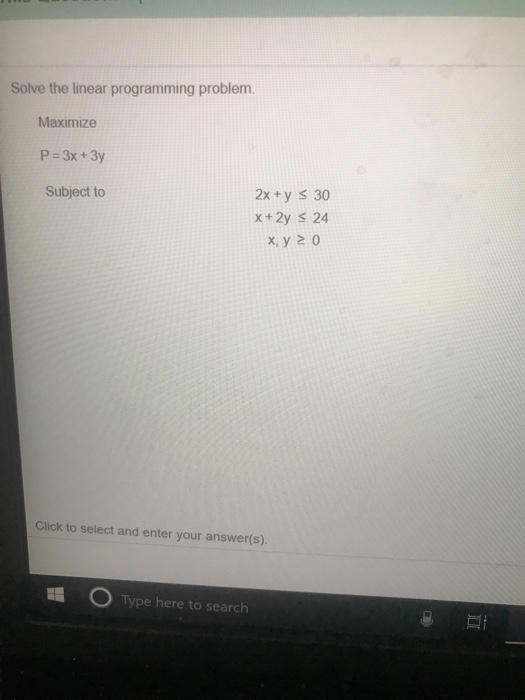 Solved Solve the linear programming problem Maximize P-3x + | Chegg.com