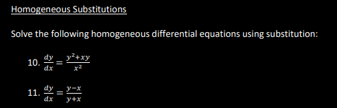 Solved Homogeneous Substitutions Solve the following | Chegg.com
