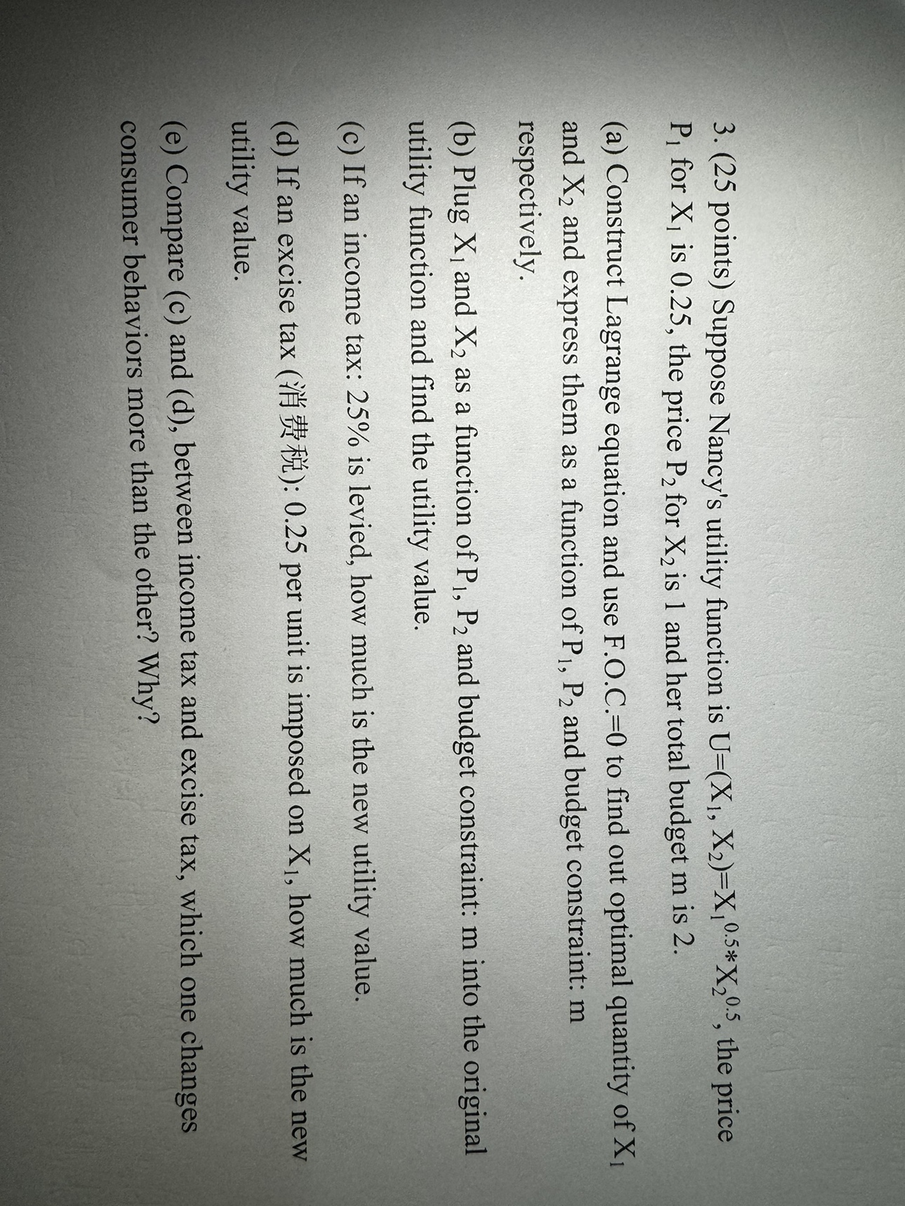 Solved 3. (25 points) Suppose Nancy's utility function is | Chegg.com