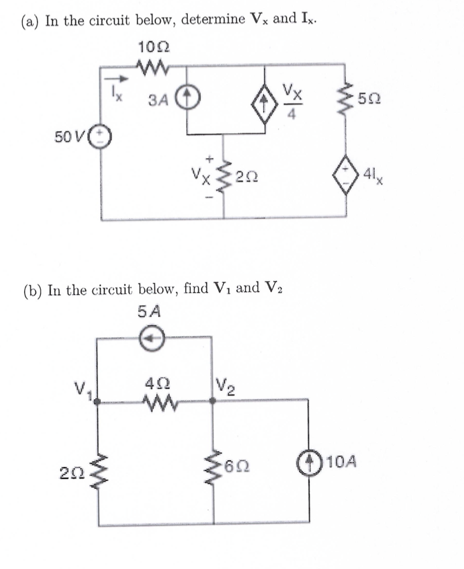 Solved (a) In the circuit below, determine Vx and Ix. 1002 w | Chegg.com