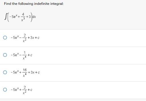 Solved Find the following indefinite integral: | Chegg.com
