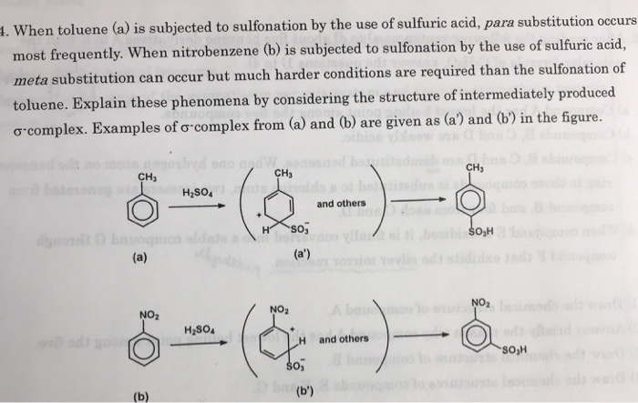 Solved t. When toluene (a) is subjected to sulfonation by | Chegg.com
