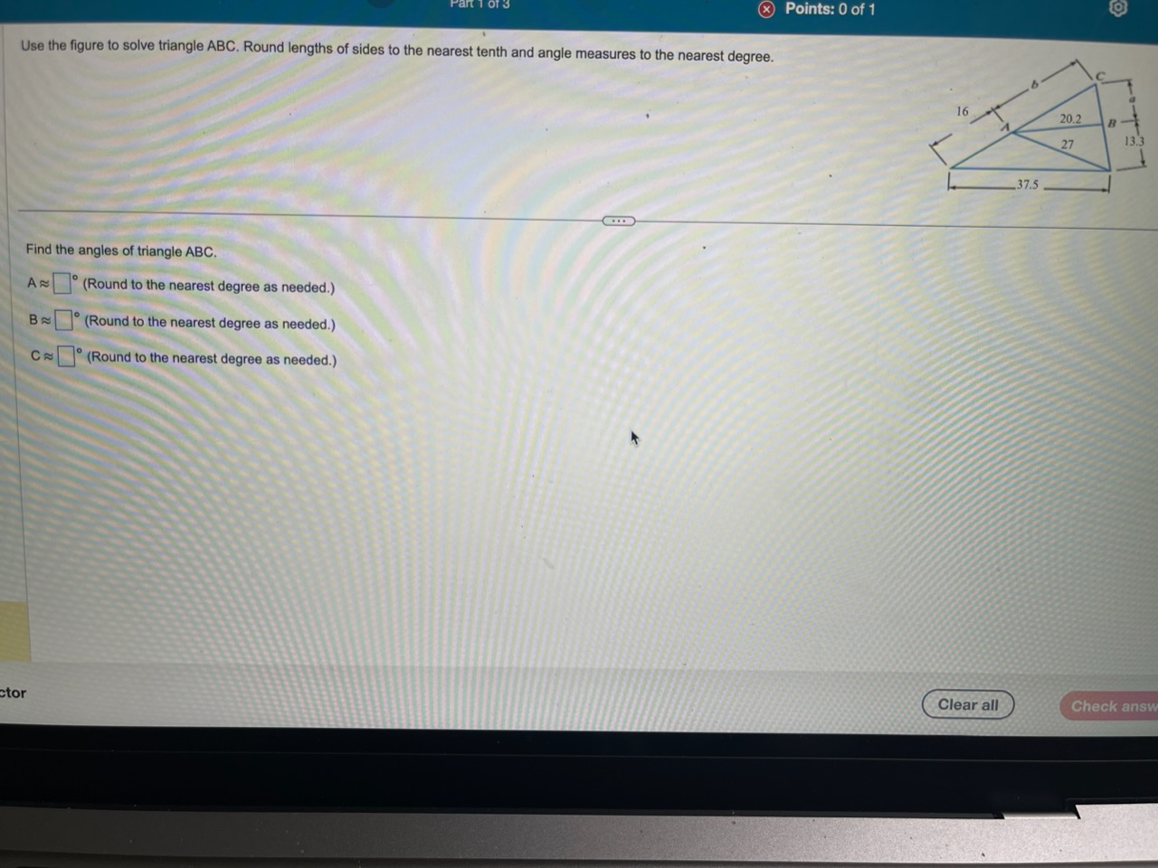 Solved Use the figure to solve triangle ABC. Round lengths | Chegg.com