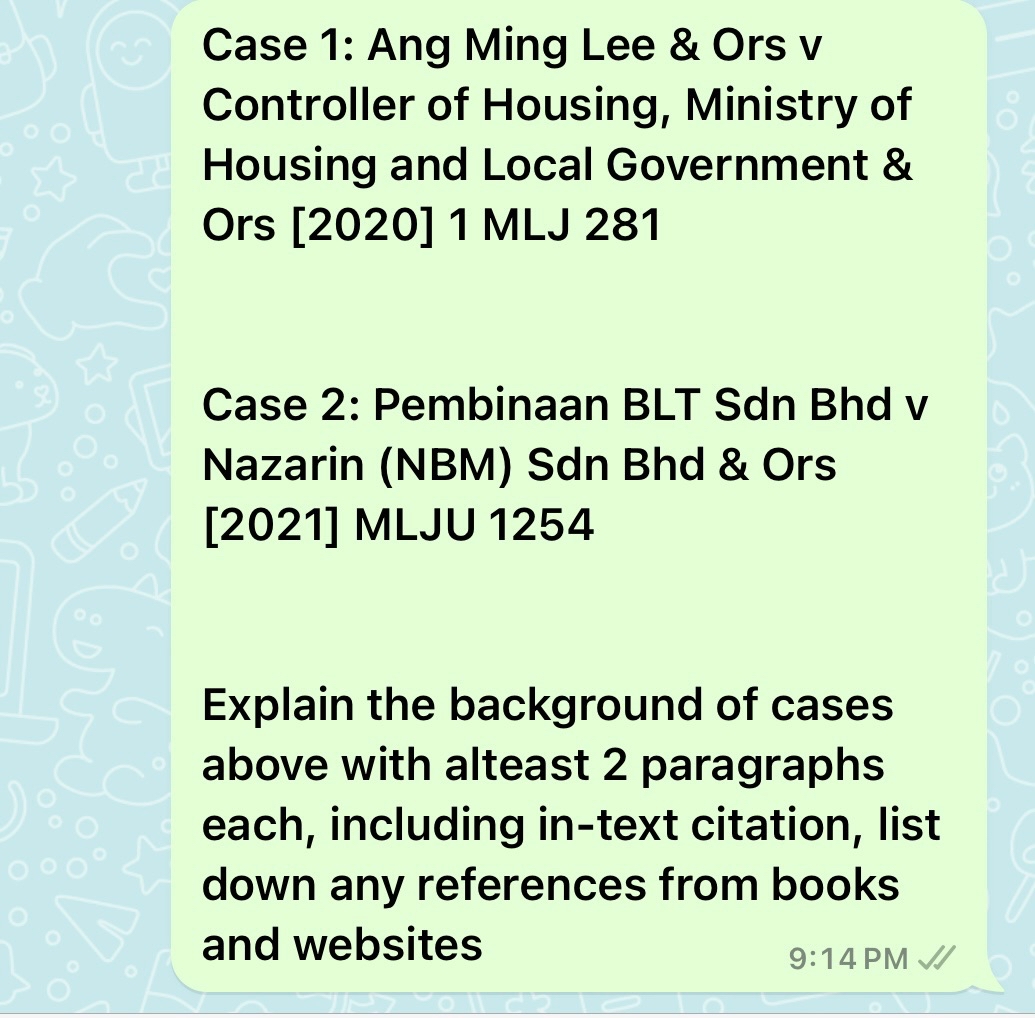 Solved Case 1: Ang Ming Lee \& Ors v Controller of Housing, | Chegg.com