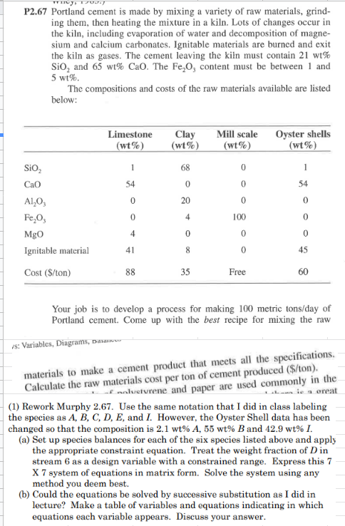 Solved Species A is SiO2, B is CaO, C is Al2O3, D is Fe2O3, | Chegg.com