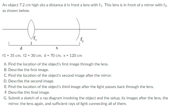 Solved An object 7.2 cm high sits a distance d in front a | Chegg.com