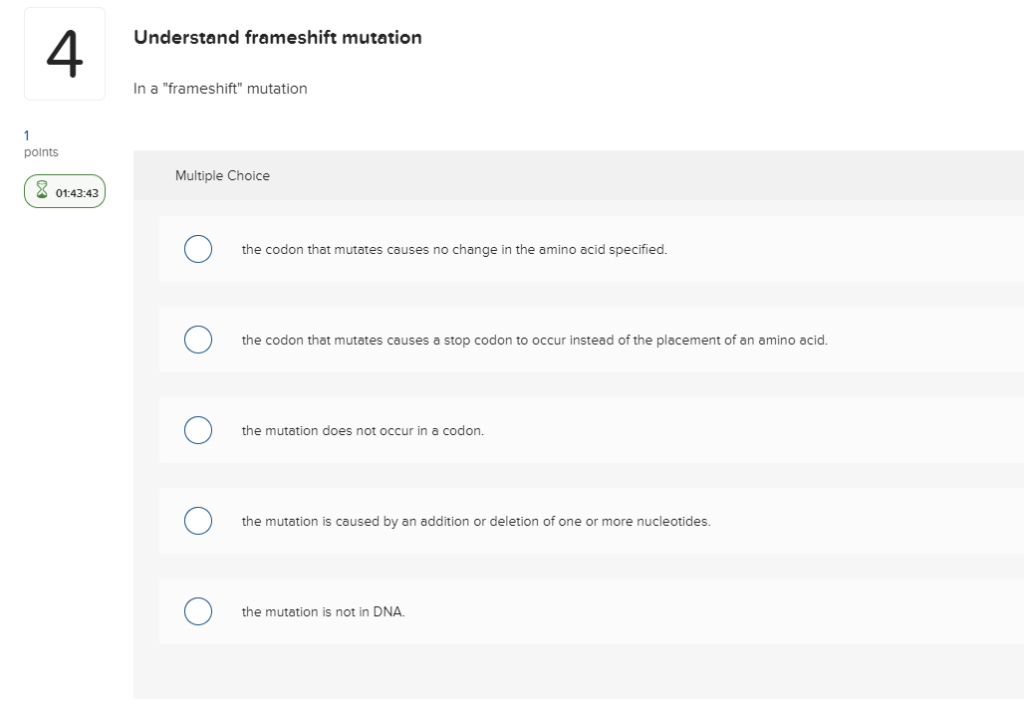 Solved 4 Understand frameshift mutation n a "frameshift" | Chegg.com