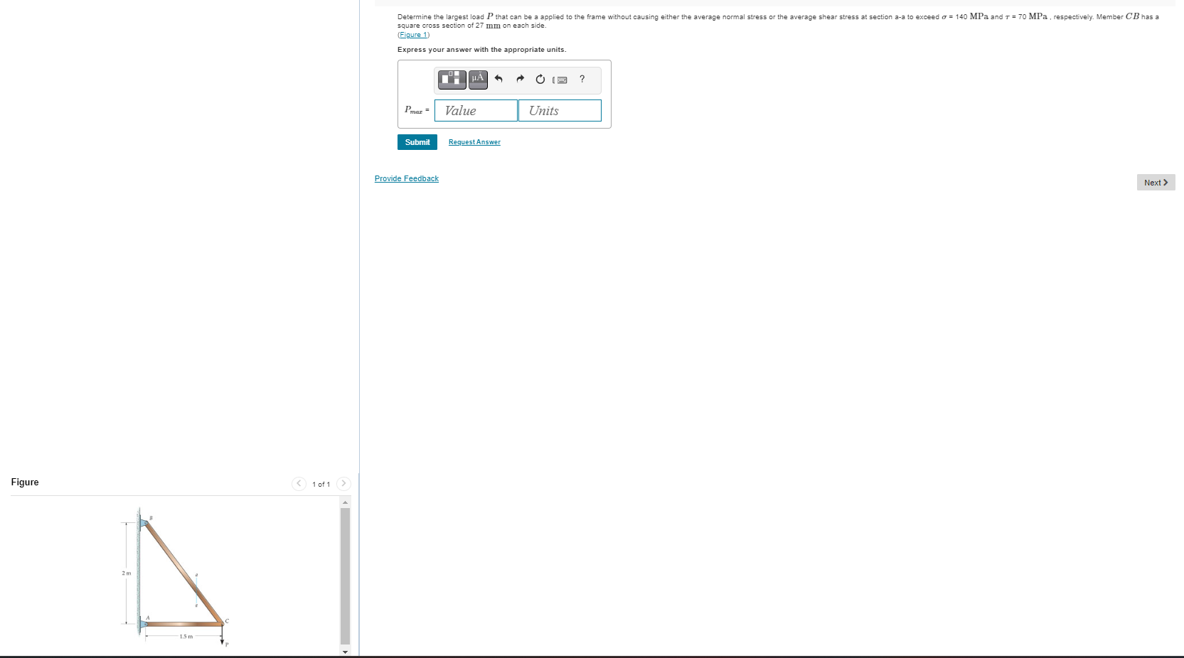 Solved square cross section of 27 mm on each side. (Figure | Chegg.com