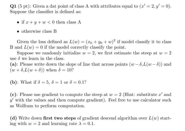 Solved Q1 (5 pt): Given a dat point of ﻿class A with | Chegg.com