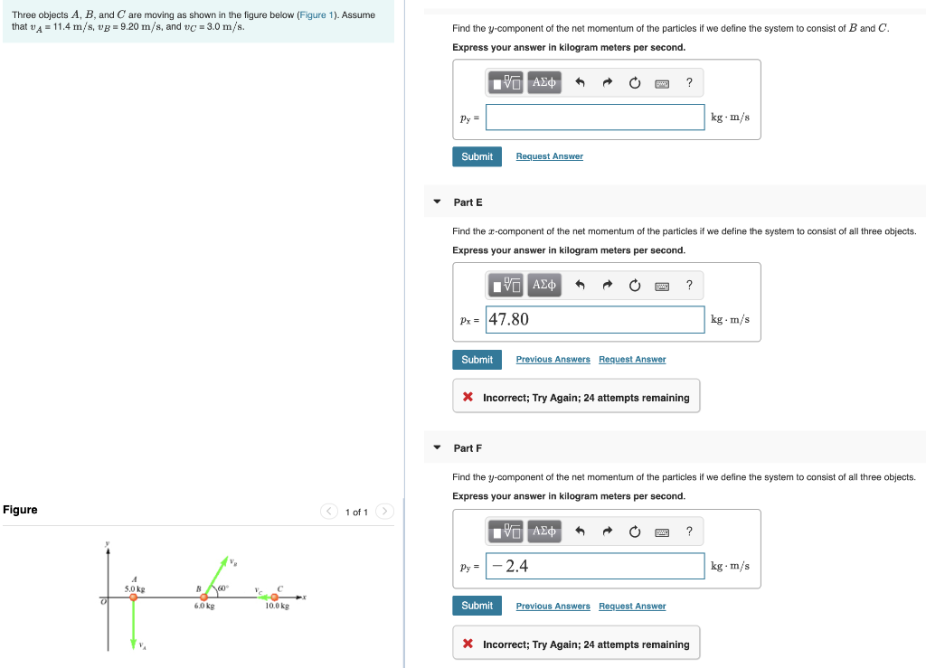 Solved Three objects A, B, and C are moving as shown in the | Chegg.com