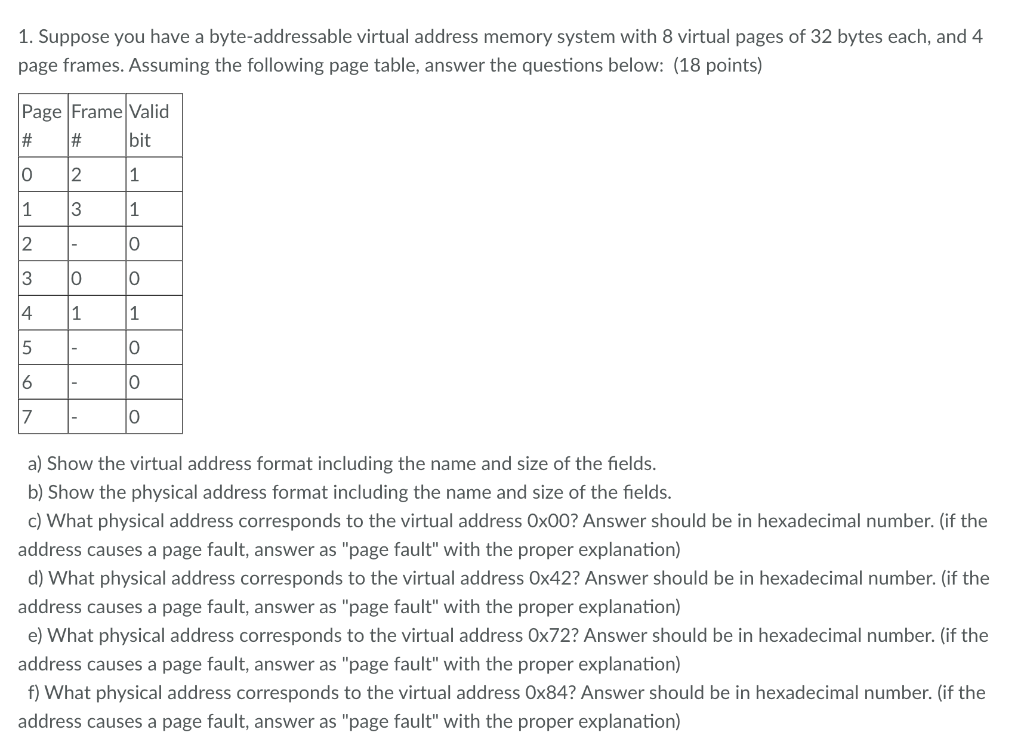 Solved 1 Suppose You Have A Byte Addressable Virtual 