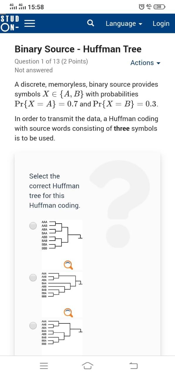 Solved 46 38 will illl 15:58 46 40 STUD ON- a Language Login | Chegg.com