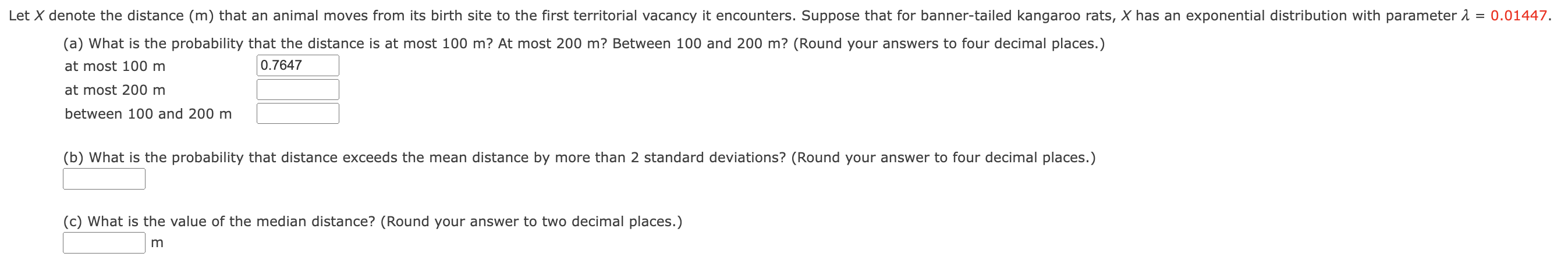 Solved (a) What is the probability that the distance is at | Chegg.com