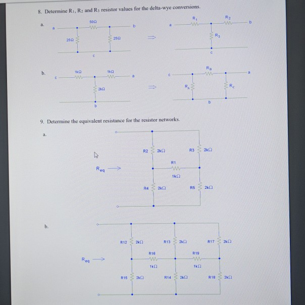 Solved 8. Determine Ri, R2 and R: resistor values for the | Chegg.com
