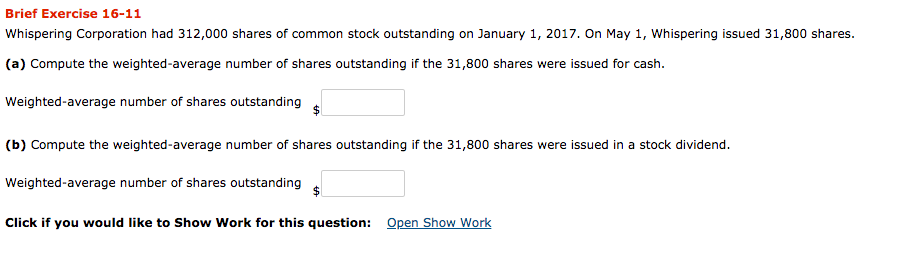 Solved Brief Exercise 16-11 Whispering Corporation had | Chegg.com Solved Brief Exercise 16-11 Whispering Corporation had | Chegg.com